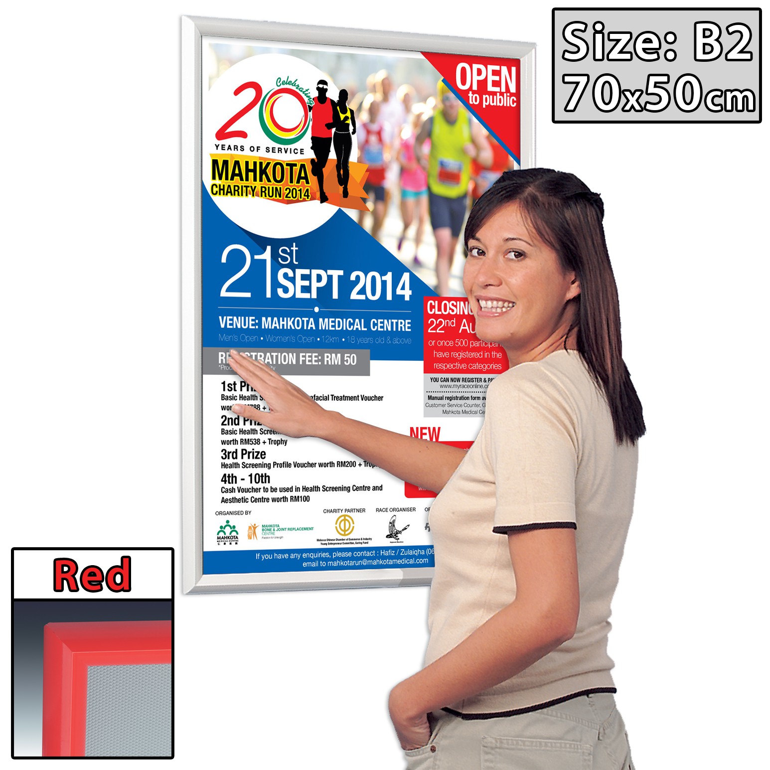 Shield Poster Frames | B2 - (H) 700 x (W) 500mm | Red | WP27-LD2096/RD