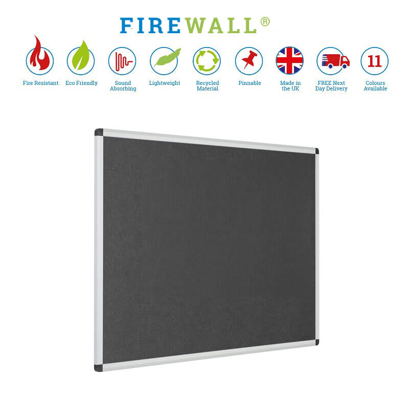 Fire Resistant Noticeboard with Silver Aluminium Frame | Wonderwall ...