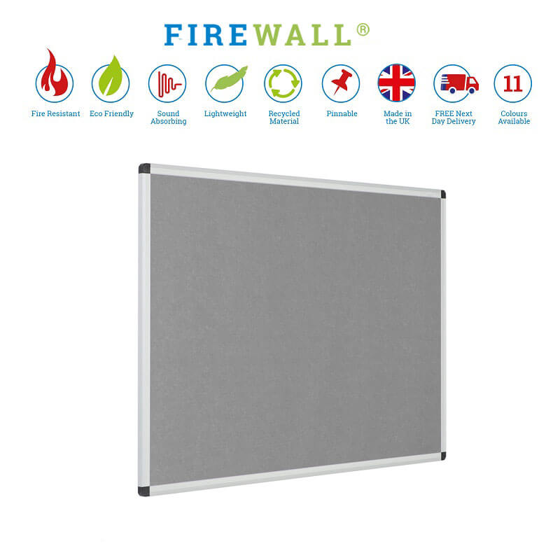 Fire Resistant Noticeboard with Silver Aluminium Frame | Wonderwall ...