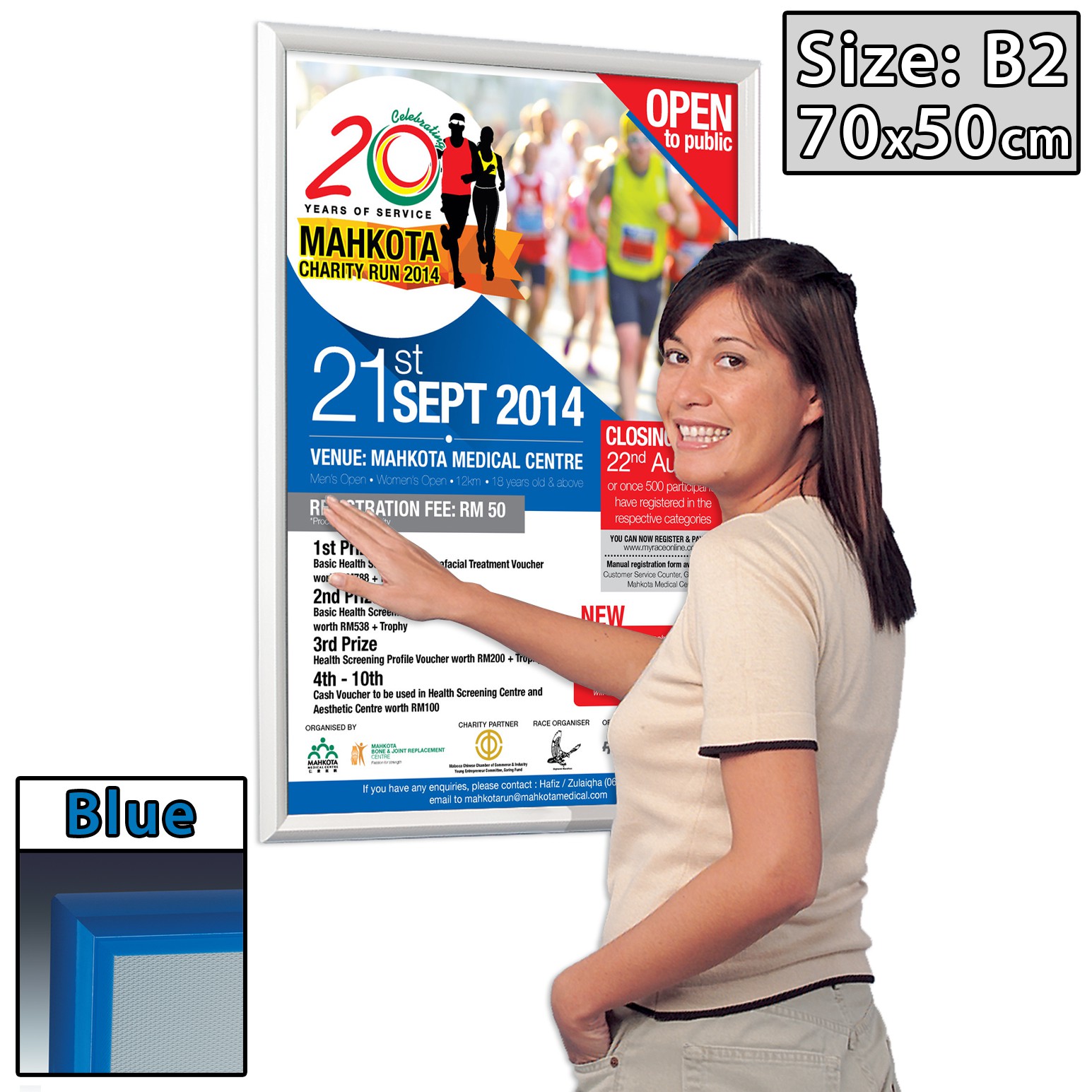 Shield Poster Frames | B2 - (H) 700 x (W) 500mm | Blue | WP27-LD2096/BL