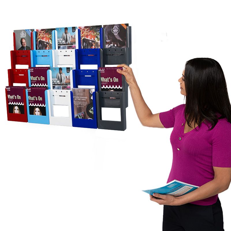 Expanda-Stand™ Leaflet Display - Coloured PVC Pockets | Style 12 - 4 x ...