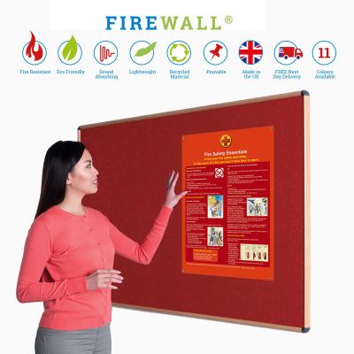 Firewall® Premier Noticeboard with Wood Effect Frame | (H) 90 x (W ...