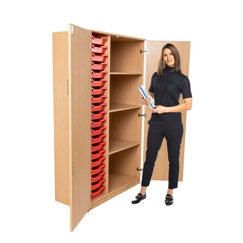 School Stock Cupboard with 20 Shallow Trays | Wonderwall Products Ltd