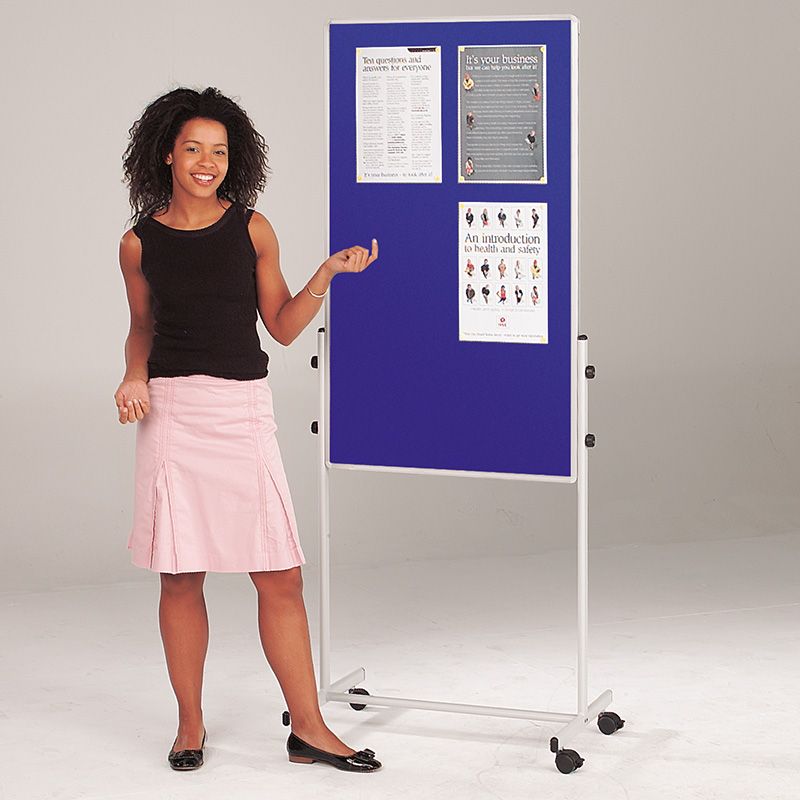 Height Adjustable Double-Sided Mobile Notice Board | Wonderwall Products